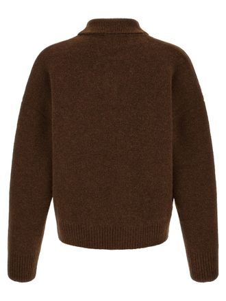 Ami Alpaca-Wool Blend Polo Shirt - Brown