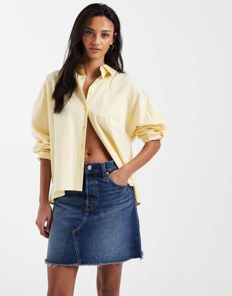 Levi's Mini-jupe d&eacute;structur&eacute;e en jean - D&eacute;lavage fonc&eacute;-Bleu