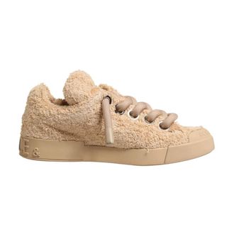 Dolce & Gabbana Faux Shearling Low Top Sneakers - - Shoes - Herren - Beige - 44 EU