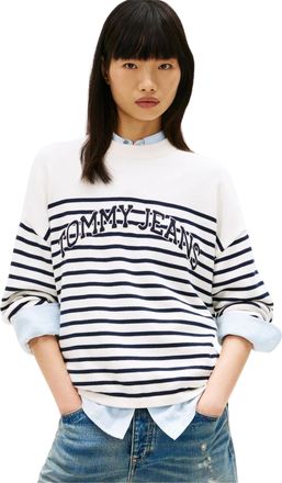 Tommy Jeans Sweatshirt f&uuml;r Damen, Rundhalsausschnitt, gerippt (Antikwei&szlig;)