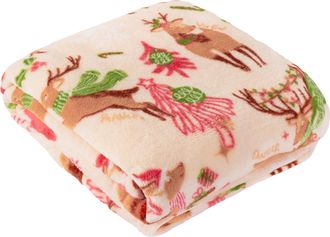 furn. Duvet Day Schlittenteam-&Uuml;berwurf - Festliche Weihnachts-Fleecedecke mit Rentier- und Weihnachtsmann-Aufdruck (Mehrfarbig - 130x150cm)