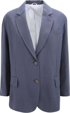 Brunello Cucinelli Femme, Vestes, Bleu, Taille: 34 FR Blazer &agrave; rabat et boutons