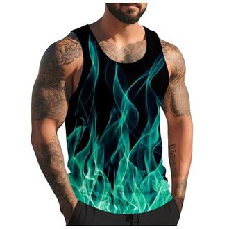 Generico T-shirt de sport d&eacute;t&eacute; d&eacute;contract&eacute; en coton avec imprim&eacute; Tie-Dye pour homme, Vert menthe, XXXL