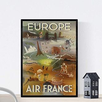 Nacnic Poster vintage. Affiche vintage Europe. Air France. Format A3 sans cadre