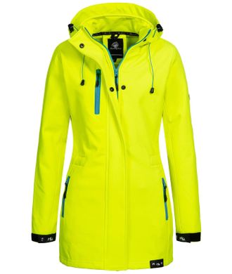 Rock Creek Damen Softshell Jacke Mantel Outdoor-Mantel Damenmantel Softshellmantel Winterjacke Wasserabweisend Kapuze &Uuml;bergang D-423 Neongelb 5XL