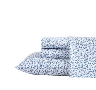 Laura Ashley Home - Bettwäsche-Set für Kingsize-Betten, weicher Baumwollsatin, schlank, glatt und atmungsaktiv, Heimdekoration, Lavendel-Indigo, 4-teilig, Kingsize