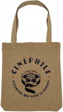 Fabulous Sac Shopping Tote Bag Aspect Lin - Cin&eacute;phile Film Cinema Hollywood S&eacute;rie TV - Sac de Courses Toile Epaisse 360g Beige Naturel Cabas Port&eacute; Epaule Solid