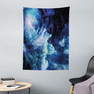 Abakuhaus Weltraum Wandteppich, Universum Spiralarm aus Weiches Mikrofaser Stoff Waschbar ohne Verblassen Digitaldruck, 110 x 150 cm,Dunkelblau