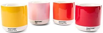 Pantone Porzellan Latte Macchiato Thermobecher, 220ml, 4er-Set: Yellow 12 C, Red2035 C, Orange 021 C, Light Pink 182C