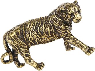 FAVOMOTO 2 pcs Chinese Fengshui Handmade Brass Tiger Statue Lucky Statues Desktop, Retro Brass Sculpture Mini Vintage Tiger Statue Decoration Feng Shui Figures