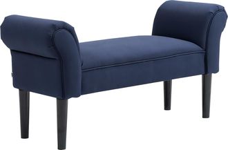 HOMCOM Sitzbank Polsterbank mit Segelstoff, Armlehne Flurbank mit Holzrahmen, Schuhbank für Schlafzimmer, Wohnzimmer, Flur 102 x 36 x 51 cm Grauweiß