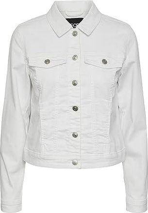 Pieces PCOIA LS DNM BWHI NOOS CP BC Veste en jean pour femme Blanc brillant Taille S