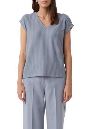 Comma Strukturiertes Jersey-T-Shirt mit V-Ausschnitt