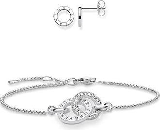 Thomas Sabo Sabo SET0601-051-14-L19,5v Parure de bijoux pour femme en argent sterling 925, 19.5 cm, Argent sterling, Zircone cubique