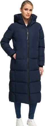 Marikoo Damen Wintermantel (XS-6XL) - gesteppt, mit Kapuze, verstellbare &Auml;rmelb&uuml;ndchen, taillierter Schnitt - N074 - Navy Gr&ouml;&szlig;e S - Gr.S