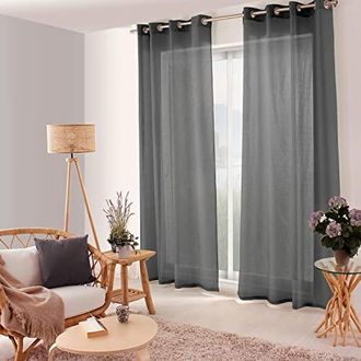 Enjoy Home Vorhang mit 8 Ösen aus verchromtem Metall, Durchmesser 4 cm, Polyester, 140 x 240 cm, Kollektion Jelly, fertig zum Aufhängen, waschbar bei 30 °, für a