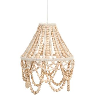 Beliani Beliani - Lustre Boho Suspendu en Perles de Bois et Tissu Macramé Marron Clair Menik