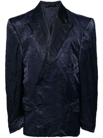 Balenciaga blazer croisé à effet froissé - Bleu