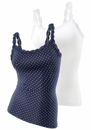 Lascana Spaghettitops (2 Stück) mit Spitzenträgern