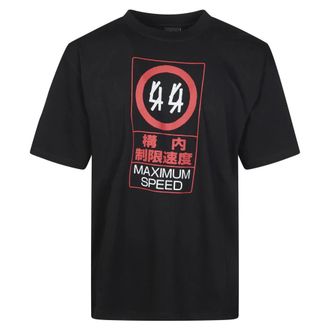 44 Label Group T Shirt Over Stampa Frontale - - Tops - Herren - Schwarzk - L