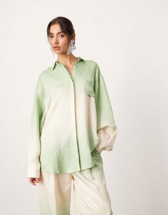 Asos Chemise densemble oversize &agrave; imprim&eacute; d&eacute;grad&eacute; - Vert-Multicolore