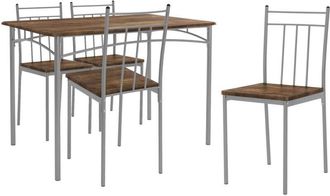 ML Design Table de Salle à Manger avec 4 Chaises, Vintage, Set de 5 Pièces pour 4 Personnes, mdf Laminé, Pieds en Métal, Matériel de Montage Inclus, Ensemble