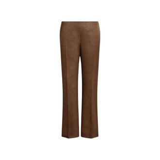 Alberta Ferretti Femme, Pantalons, Brun, Taille: 42 FR Pantalon en soie &agrave; jambes droites