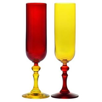 Krosno Farbige Champagner- & Prosecco-Gl&auml;ser - 2 x 220 ml - Bubble Kollektion - Orange-Rot - Bleifreies Kristall - Handbemalt