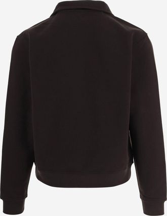 Burberry Mens Cotton Half-Zip Sweater Dark Brown