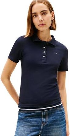Tommy Hilfiger Polo Manches Courtes Femme 1985 Polo Slim Fit, Bleu (Desert Sky), XXL