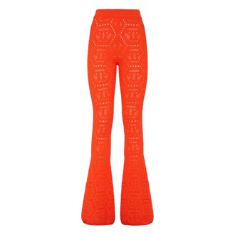 Philipp Plein Femme, Pantalons, Orange, Taille: 40 FR Flare Pantalons Monogram
