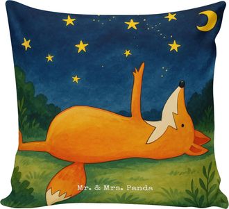 Mr. & Mrs. Panda Sofakissen Fuchs Sterne Design - Geschenk, Sternengucker, Spruch Positiv, Kissen 40x40, Romantik, Dekokissen, Mond, Zierkissen, Kopfkissen, Sofa