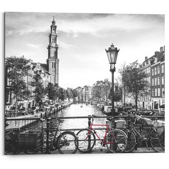 Reinders Wandbild, Die Grachten von Amsterdam, Wohnzimmer, Bilder, Wanddeko, Room Decor, MDF, Schwarz-Wei&szlig;, 40 x 50