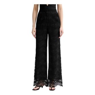 Twinset Femme, Pantalons, Noir, Taille: 36 FR Pantalon en dentelle macram&eacute;