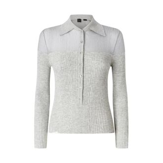 Pinko Grauer Button-Up Pullover Langarm - - Knitwear - Damen - Grau - L