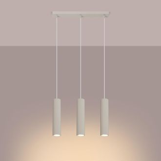 Sollux Lighting Hängelampe Pendelleuchte Hängeleuchte Deckenlampe Lampe Decke Aluminium LED-Glühbirne 4000K kaltes Weiß Licht 3 Flammig 45 x 5,6, x 98 cm GLOOW Beige