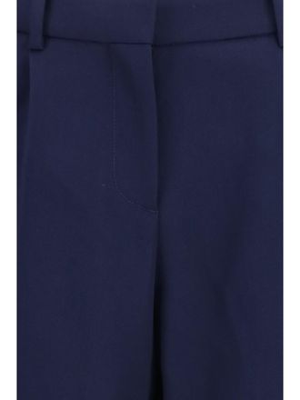 Balenciaga Womens Slim Tailored Pants Navy Merino Wool Trousers