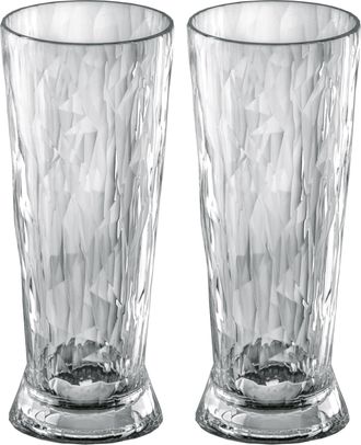 Koziol Superglas Club No. 10, 2 St&uuml;ck, 300 ml, Bierglas aus kristallklarem Kunststoff, luxuri&ouml;s, unzerbrechlich, wiederverwendbar, Party, Camping, 2er Set (l