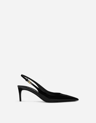 Dolce & Gabbana Slingback Aus Lackleder - Frau Pumps Und Slingbacks Schwarz Leder 35.5
