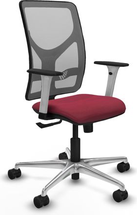 Piqueras y Crespo B&uuml;rostuhl mit wei&szlig;en und schwarzen Armlehnen, h&ouml;henverstellbare Lendenwirbelst&uuml;tze, ausgestattet mit 3 Positionen und Schneideschaum, Grau/Granatrot