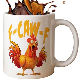 Generico H&uuml;hnerkaffeetasse - Keramiktasse mit Hahnenmotiv, 340 ml, lustiges Tier, Getr&auml;nk mit Milchtee | Neuheit in Gl&auml;sern f&uuml;r H&uuml;hnerliebhaber, Frauen, M&auml;nner