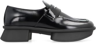 Prada Womens Leather Loafers Black Calf