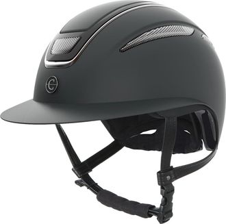 Covalliero Reithelm Elite Polo, Damen, Kinder, stoßfest, mit Poloschirm, mit Belüftung, mit Disc-System, schwarz, 56-58cm