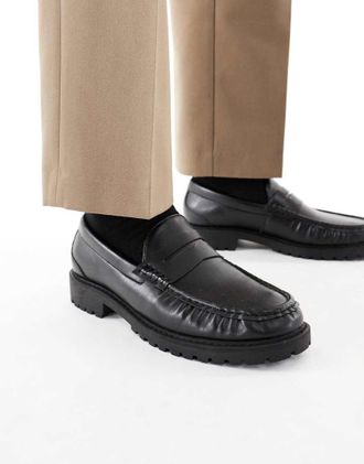 Asos Loafer in Schwarz mit Profilsohle