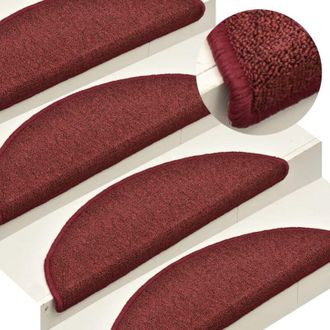 vidaXL Tapis descalier 15 pi&egrave;ces 56 x 17 x 3 cm Bordeaux Demi-rond vidaXL