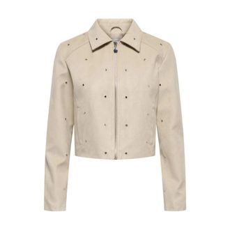 Jacqueline de Yong Klassischer Blazer mit Rundhalsausschnitt- langen &Auml;rmeln und Rei&szlig;verschluss - - Jackets - Damen - Beige - L