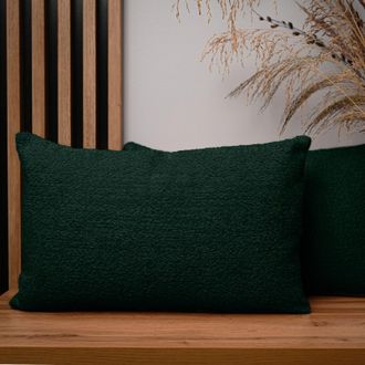 MG Design 2er Set Kissenbez&uuml;ge 40 x 60 cm in Dunkelgr&uuml;n - mit Rei&szlig;verschluss, fein gewebt mit Chenille-Haptik, pflegeleich