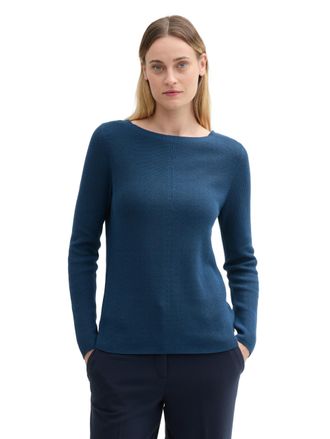 Tom Tailor Damen Strickpullover aus Baumwolle, 26779 - Nighttime Blue, XXL