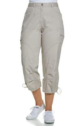 Ulla Popken Pantalon, 7/8, grandes tailles femme, Beige (Transparent 23), 54 (Taille fabricant: 52)