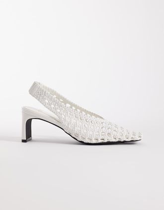 schuh Saturday - Chaussures tress&eacute;es &agrave; talon et bride arri&egrave;re - Blanc